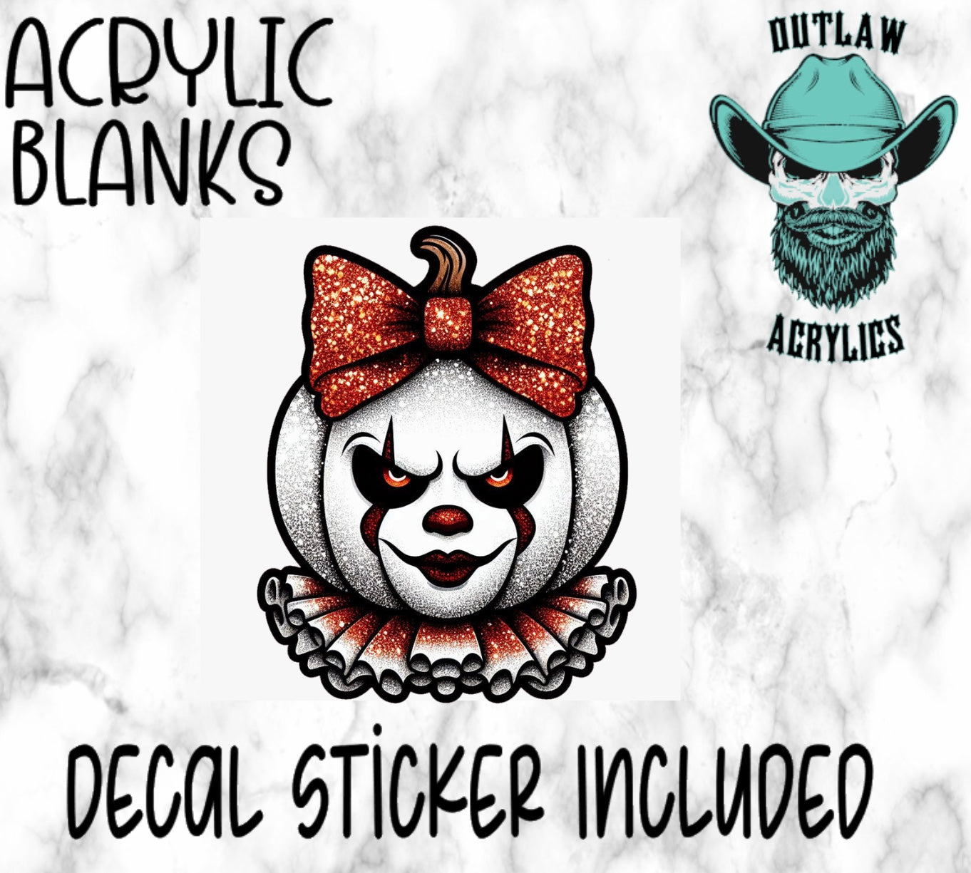 Clown Pumpkin Acrylic & Decal Set - Outlaw Acrylics