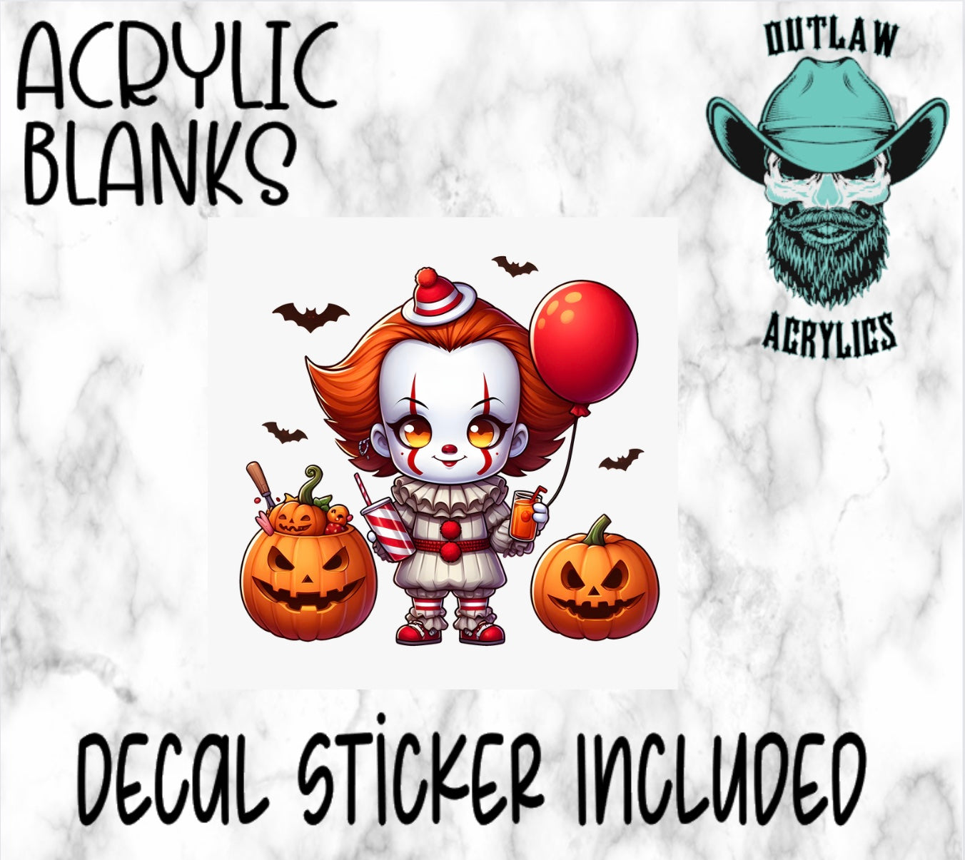 Chibi Clown Acrylic & Decal Set - Outlaw Acrylics