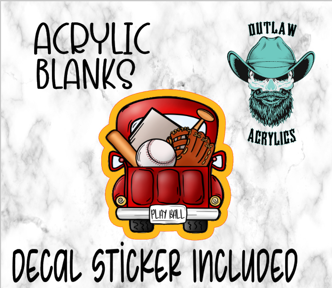 Baseball Truck Rear Acrylic & Decal Set - Outlaw Acrylics
