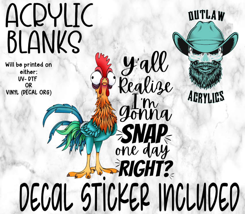 Hei Snap ! Acrylic & Decal Set - Outlaw Acrylics