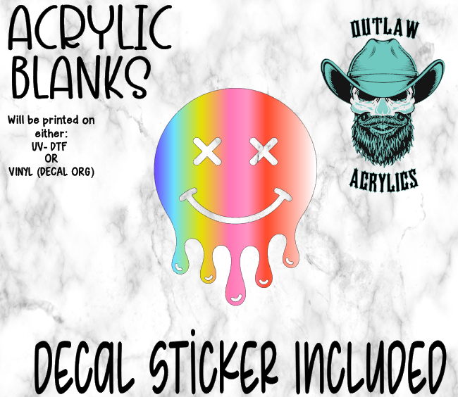 Drip Smiley Face Acrylic & Decal Set- Outlaw Acrylics