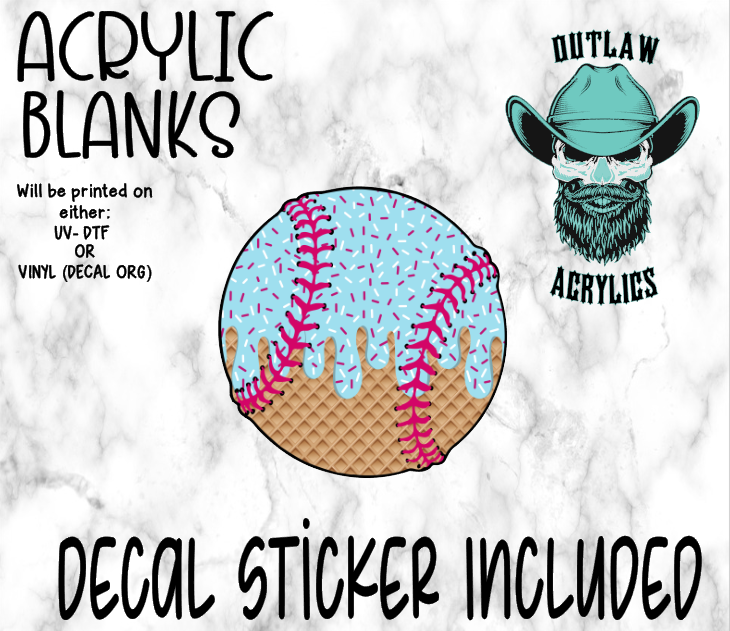 Drip Cone Baseball Acrylic & Decal Set - Outlaw Acrylics