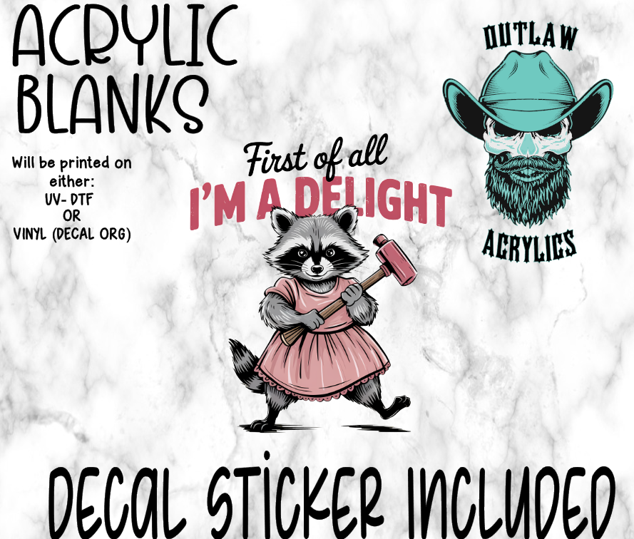 I Am A Delight Acrylic & Decal Set - Outlaw Acrylics
