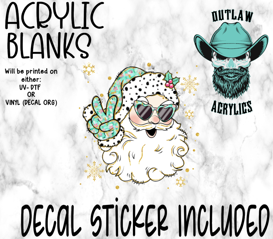 Retro Teal Santa Acrylic & Decal Set - Outlaw Acrylics