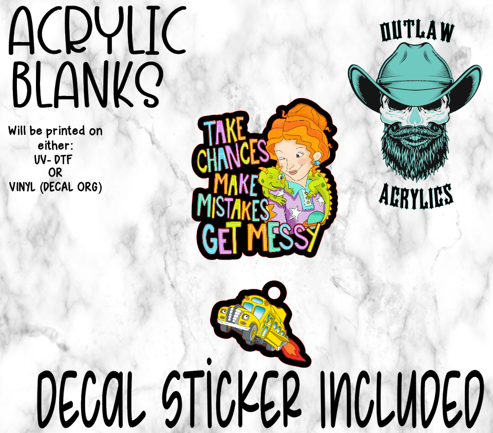 Take Chances Acrylic & Decal Set WITH MATCHING CHARM - Outlaw Acrylics