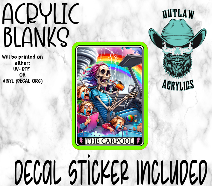 The Carpool Tarot Card Acrylic & Decal Set - Outlaw Acrylics