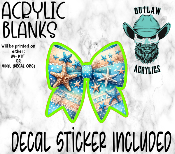 Sea Shell Bow Acrylic & Decal Set- Outlaw Acrylics