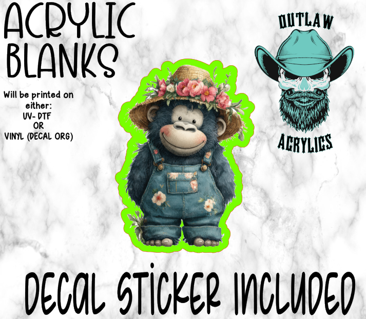 Vintage Gorilla Acrylic & Decal Set- Outlaw Acrylics