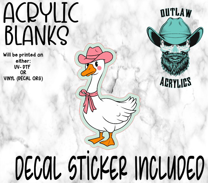 Cowboy Duck Acrylic & Decal Set- Outlaw Acrylics