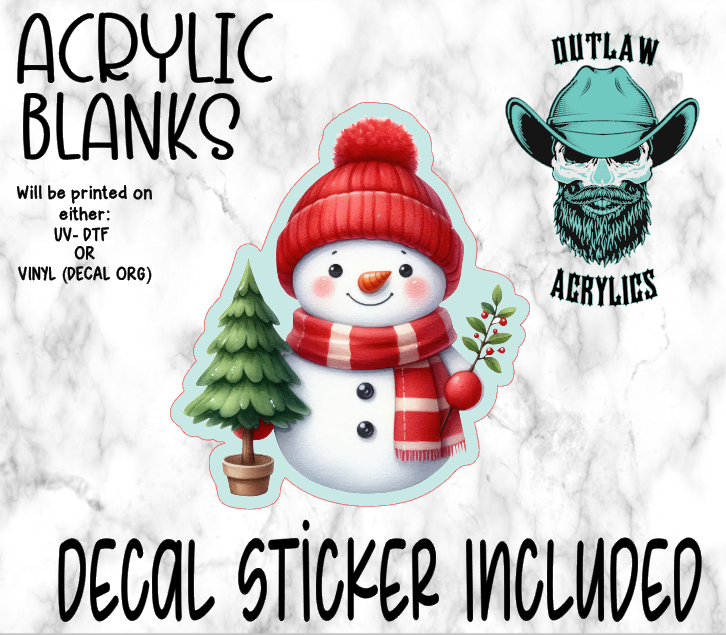 Happy Snowman Acrylic & Decal Set- Outlaw Acrylics