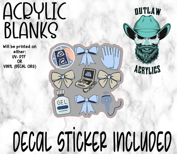 Ultrasound Tech Croquette Acrylic & Decal Set- Outlaw Acrylics