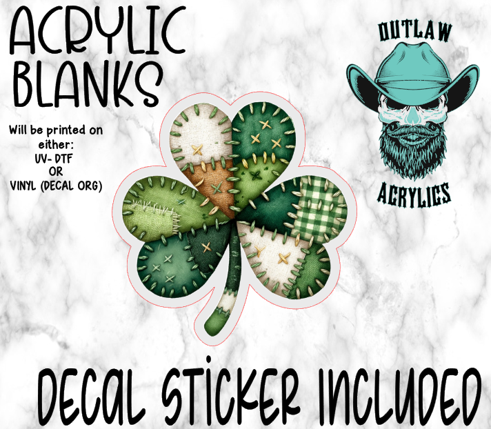 Patchwork Clover Acrylic & Decal Set- Outlaw Acrylics