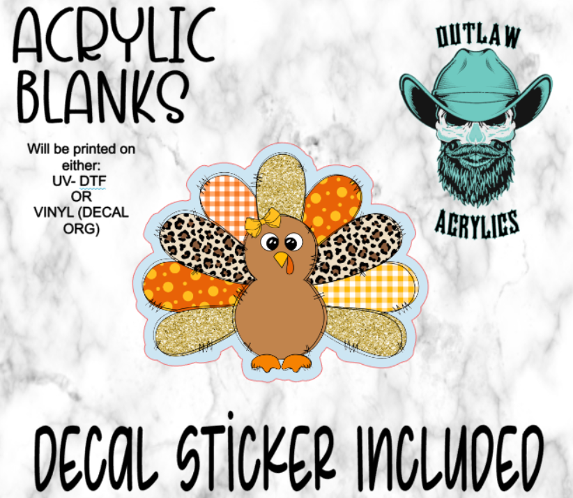 Leopard Orange Turkey Acrylic & Decal Set- Outlaw Acrylics